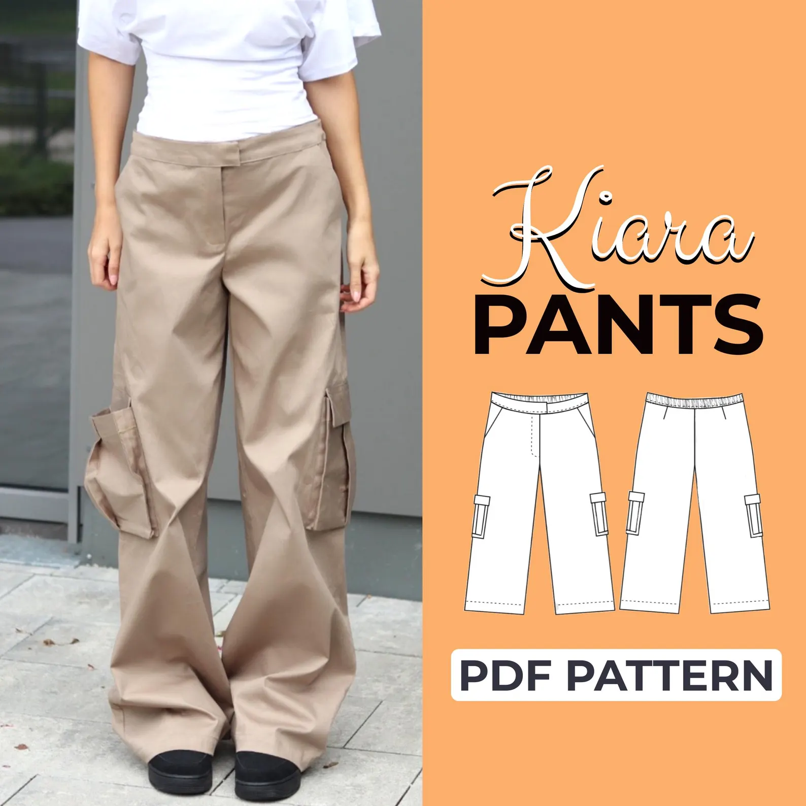 Wide Leg Cargo Pants Sewing Pattern | Pattern Couture