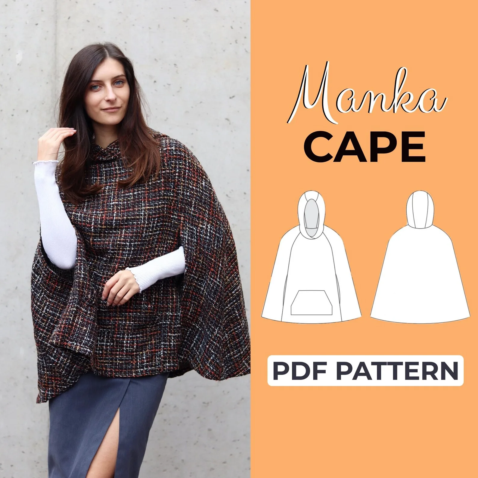 Hooded Poncho Cape Sewing Pattern | Pattern Couture